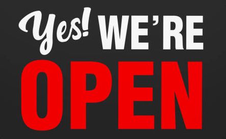 Yes We’re Open” Sign isolated on white background. 3D render